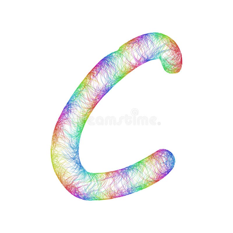 Rainbow Sketch Font Design - Letter C Stock Vector - Illustration of ...