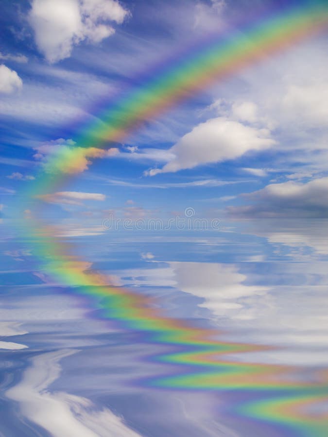 Rainbow Sky Clouds Landscape Background Stock Image - Image of fluffy ...