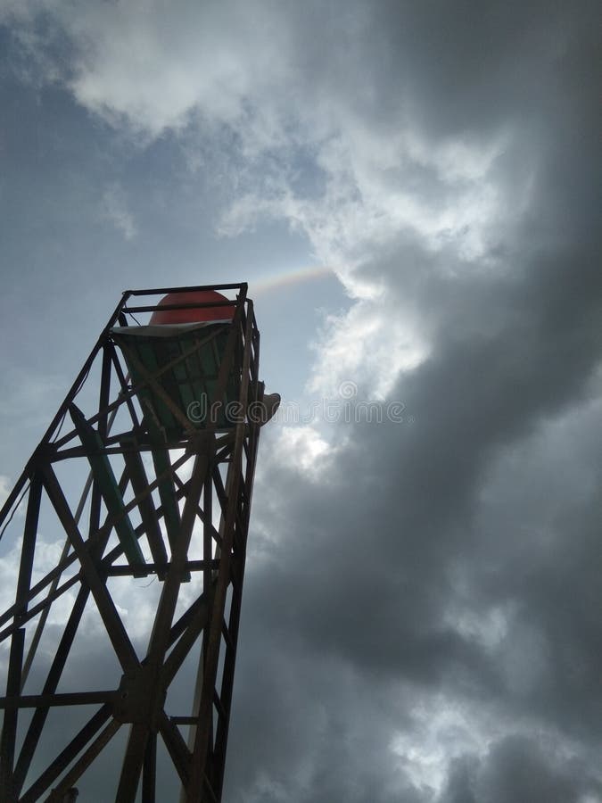 Rainbow in the Sky in the Morning and Water Tank Tower Stock Photo ...