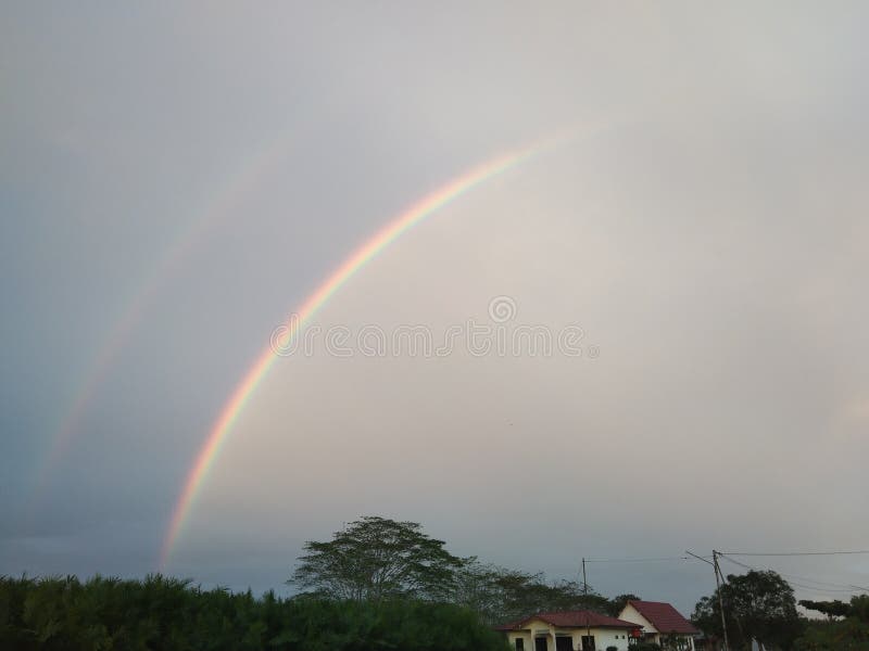 Rainbow, Sky, Natural, Plant, the Rain Stock Image - Image of rainbow ...