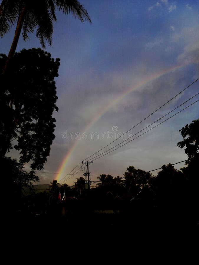Rainbow in the Sky after the Rain in the Afternoon Stock Image - Image ...