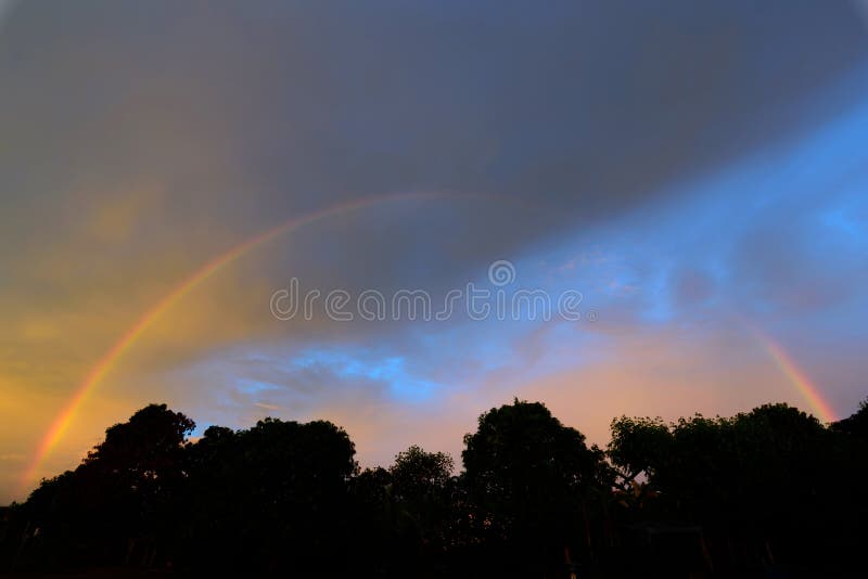 Rainbow on the Sky after Raining Time Evening Stock Photo - Image of ...