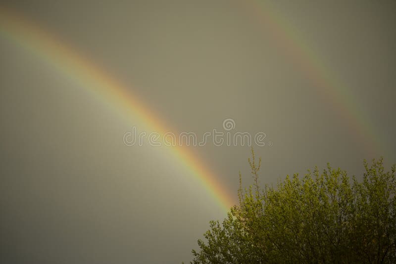 Rainbow in Sky. Refraction of Light. Weather after Rain Stock Image ...