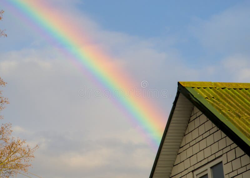 Rainbow in the Sky in Spring Stock Photo - Image of landscape, nature ...