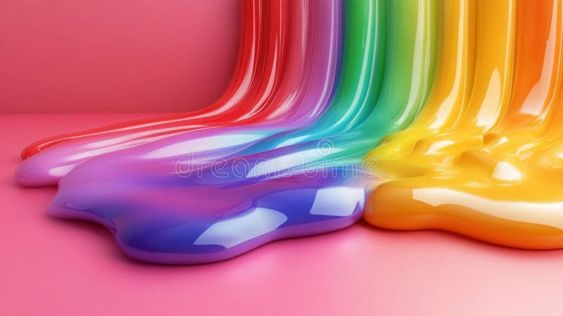 Rainbow Slime Dripping on Pink Background Stock Image - Image of blue ...