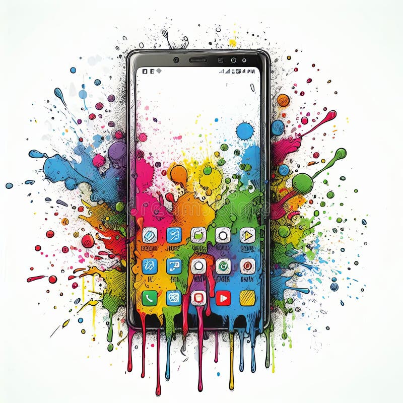 Rainbow Smartphone in Watercolor Style Stock Illustration ...