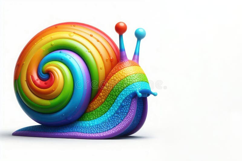 A Rainbow Snail with a Detailed Shell. Space for Text. Stock Photo ...