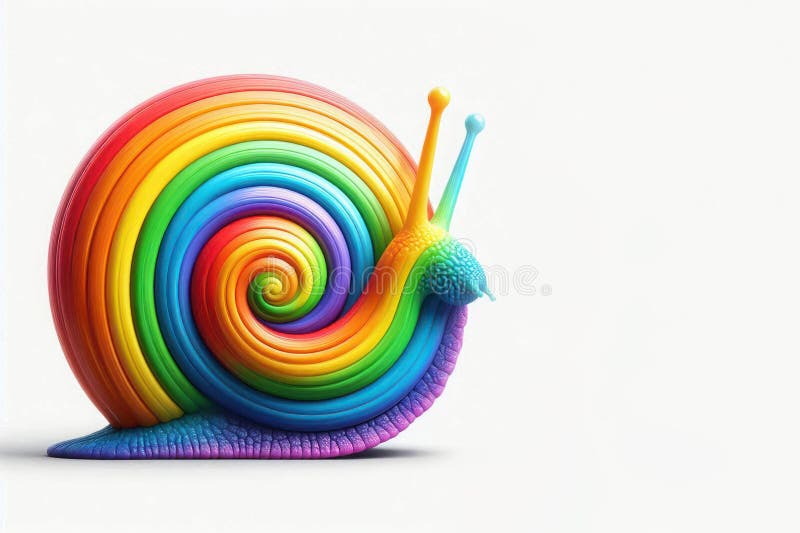 Rainbow Snail on a Light Background. Space for Text. Stock Image ...