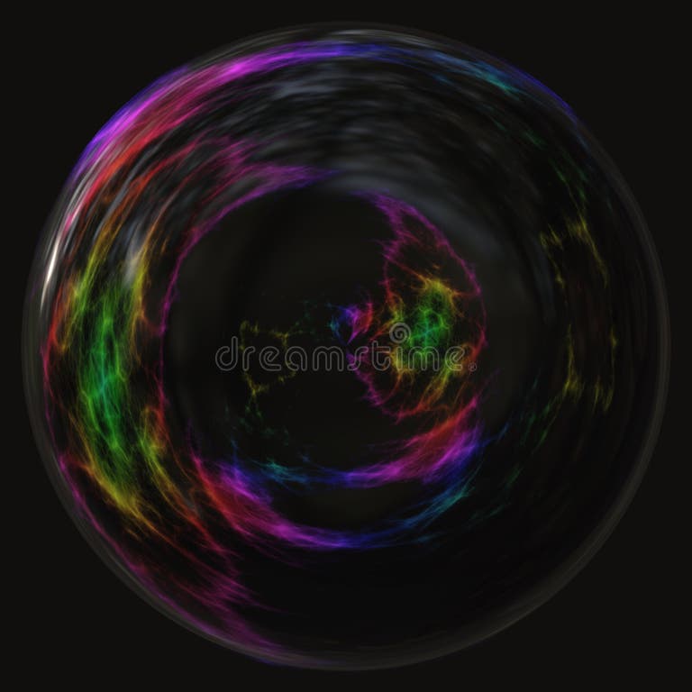Rainbow Soap Bubble on Black Background Stock Illustration ...