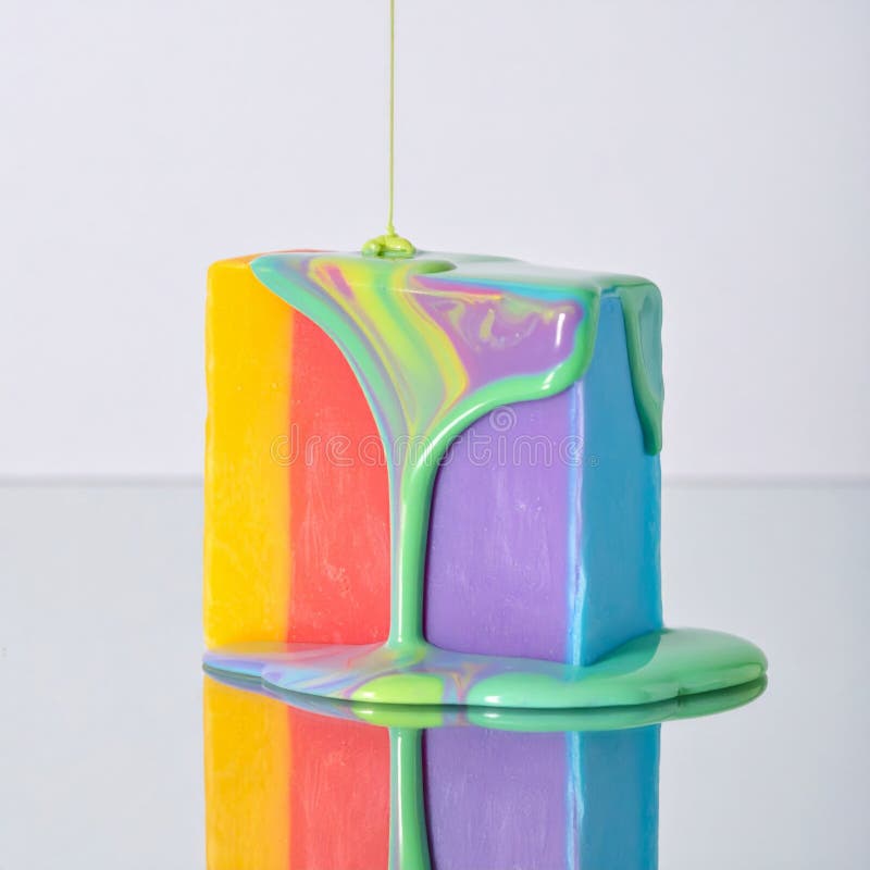 Rainbow Soap Dripping on Reflective Surface Stock Illustration ...