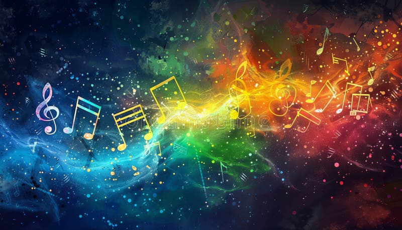 Rainbow Sparkle Music Notes Stock Illustration - Illustration of nebula ...