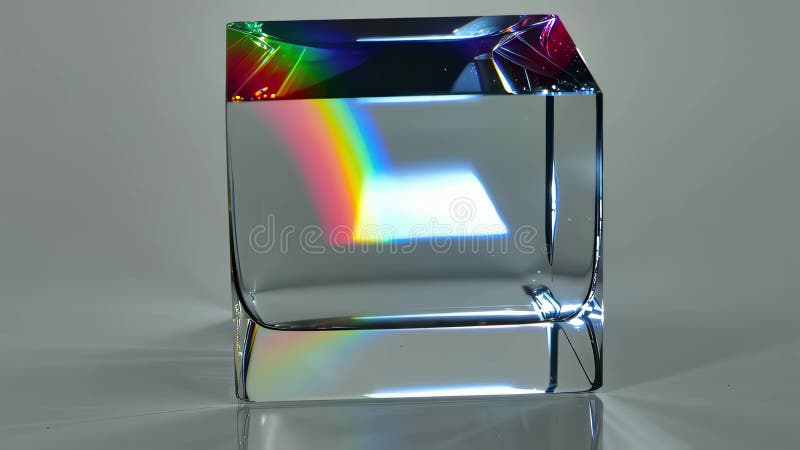 Rainbow Spectra on the Faces of a Cubic Glass Prism Stock Footage ...