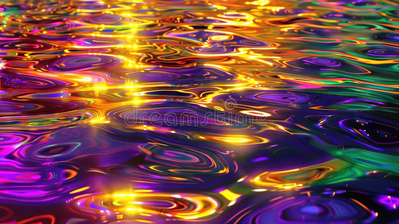 Rainbow Spectrum Reflection on Rippling Water Surface. Concept of ...