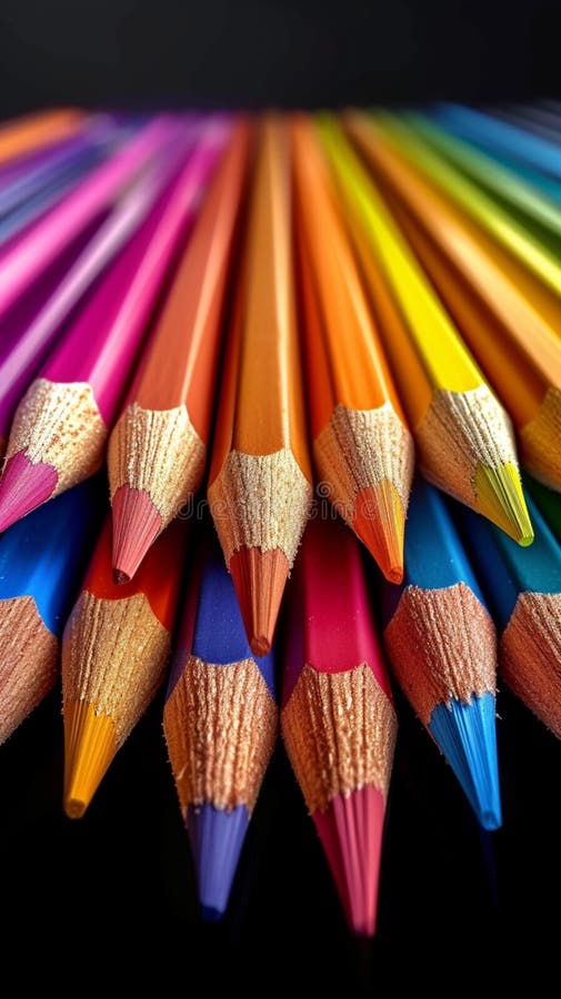 Rainbow Spectrum Vibrant Row of Colored Pencils Stock Illustration ...