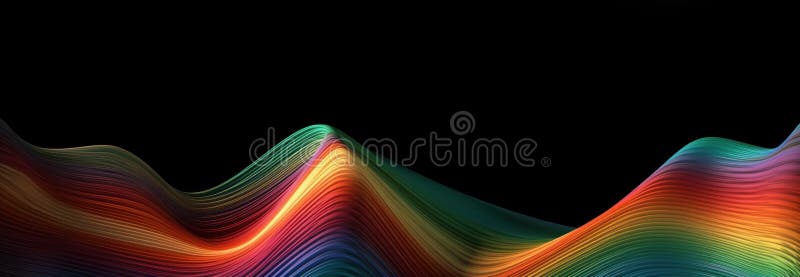 Rainbow Spectrum Wavy Smooth Lines Abstract Pattern Design on Black ...