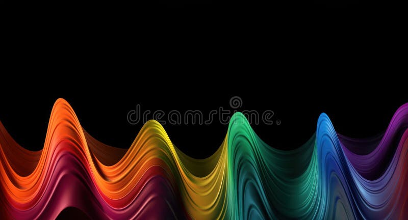 Rainbow Spectrum Wavy Smooth Lines Abstract Pattern Design on Black ...