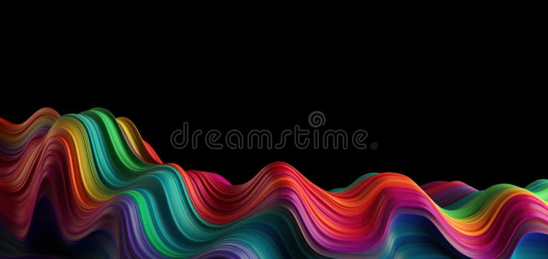 Rainbow Spectrum Wavy Smooth Lines Abstract Pattern Design on Black ...