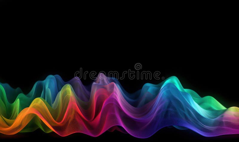 Rainbow Spectrum Wavy Smooth Lines Abstract Pattern Design on Black ...