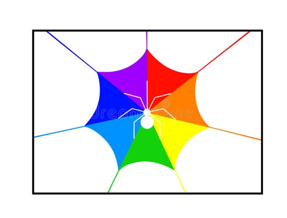 Rainbow Spider Web Attached To the Edges of a Rectangular Frame Stock Illustration ...