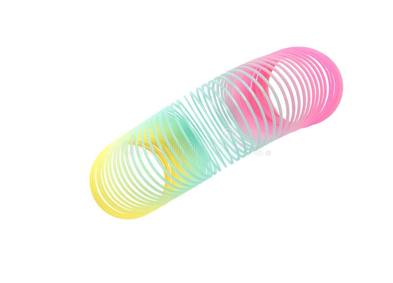 Rainbow Spiral Spring Toy White Background Clipping Path Stock Photos ...