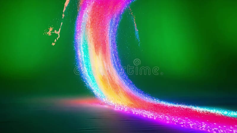 Rainbow Splash Forming a Colorful Wave on Green Screen Stock Footage ...