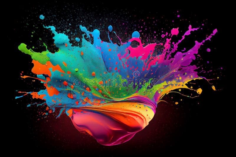 Rainbow Splash Wave. Colorful Paint Splash.generative Ai Stock ...