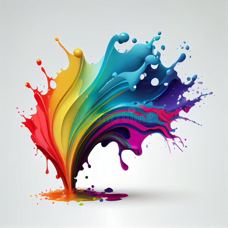 Rainbow Splash Wave. Colorful Paint Splash.generative Ai Stock ...