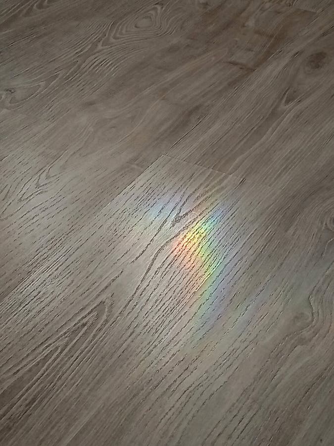 Rainbow Spot on the Floor, Laminate, Refraction of Light Stock Image ...