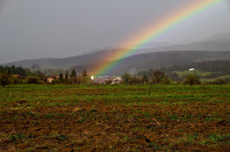 Rainbow stock image. Image of rainbow, cloudy, church - 30483165