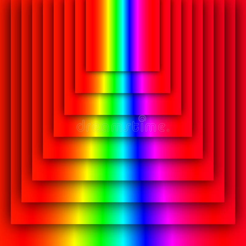 Rainbow Square Vivid Multi-coloured Concentric Design Stock ...