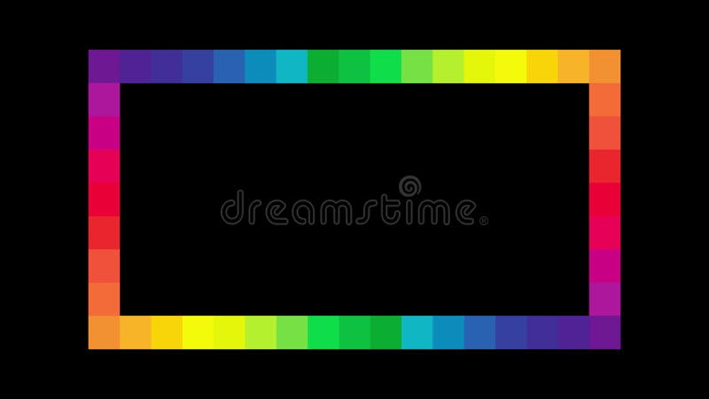 Rainbow Squares Move Around the Outline of Black Background ...
