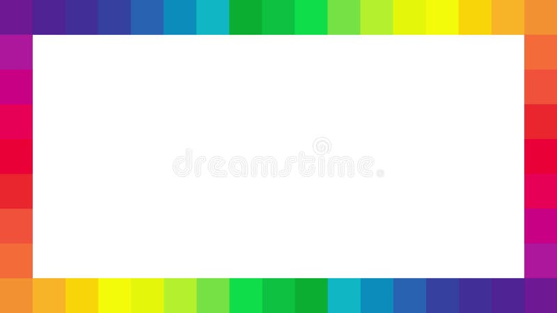 Rainbow Squares Move Around the Outline of a White Background ...