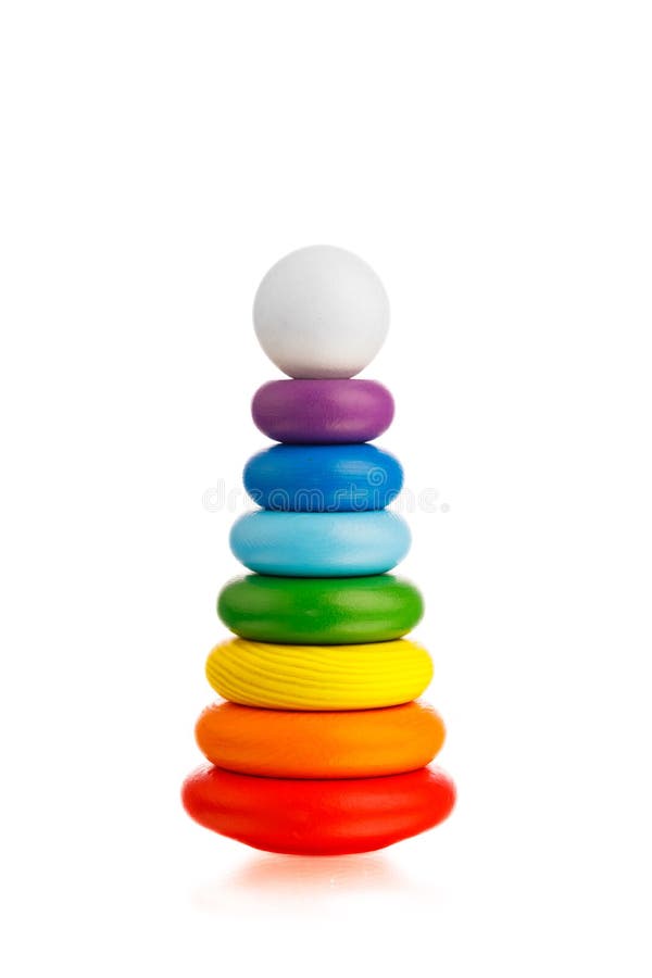 Rainbow Stacking Rings Kids Toy, Isolated on White Stock Image - Image ...