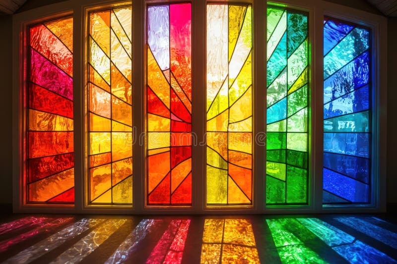 Rainbow Stained Glass Window Design with Vibrant Colors and Unity Theme ...