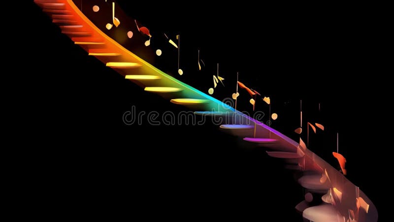 Rainbow Stairs with Moving Musical Notes on Steps. Stock Video - Video ...