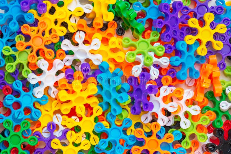 Rainbow Star Shaped Construction Blocks. Linking Plastic Toy Stock ...