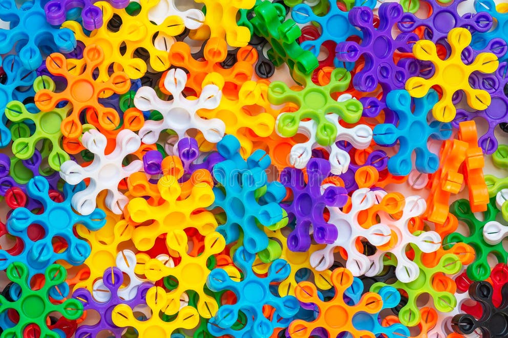 Rainbow Star Shaped Construction Blocks. Linking Plastic Toy Stock ...