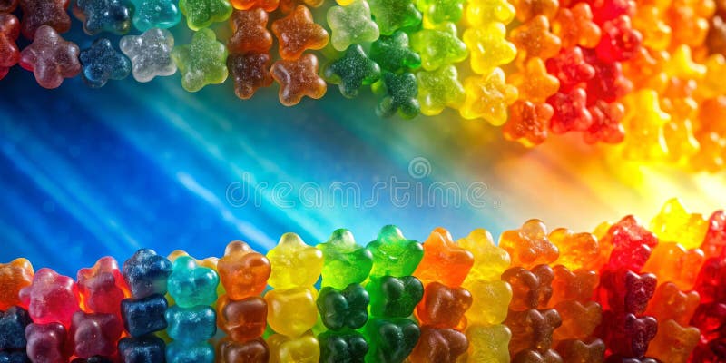 Rainbow Star-shaped Gummies Arranged on a Blue Background. Generative ...