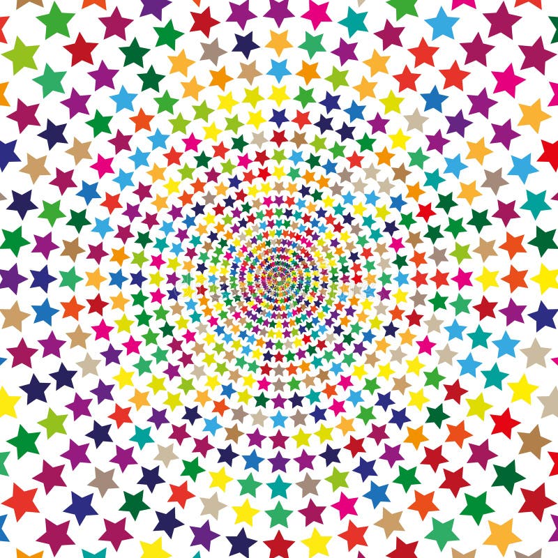 Rainbow Star Spiral. Twisting Vortex Pattern. Vector Concentric Motion ...