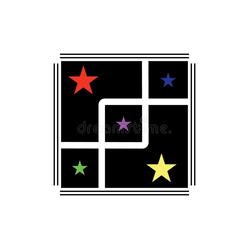 Rainbow Starry Border on Black Background Stock Vector - Illustration ...