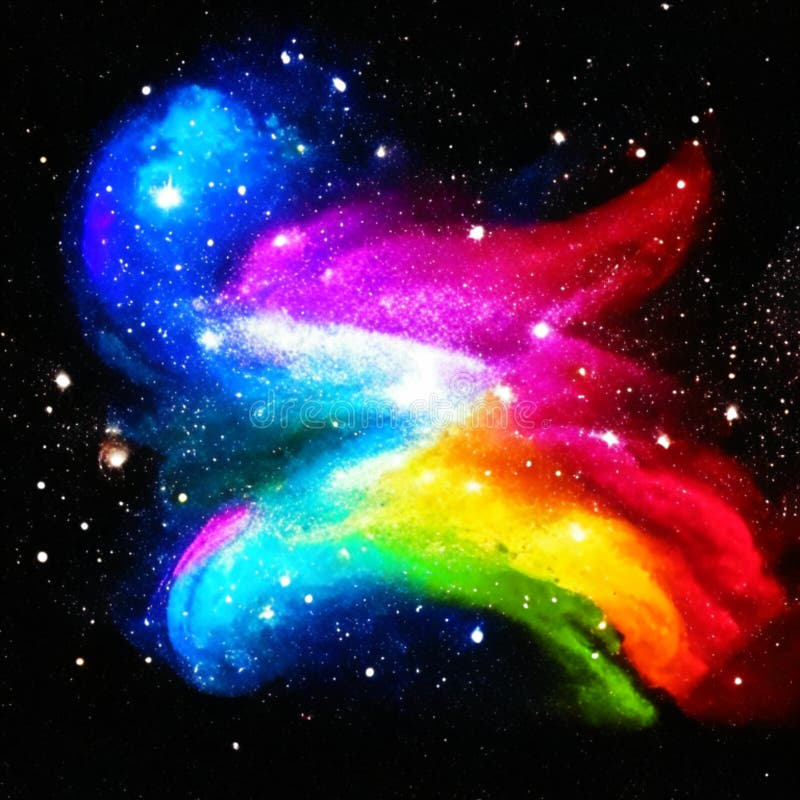 Rainbow Stars in Outer Space. Colorful Nebula Stock Illustration ...