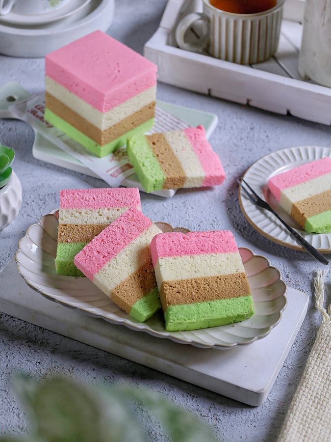 Rainbow Steam Cake for Morning Tea Time Stock Image - Image of steam ...