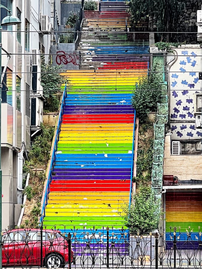 Rainbow Steps in Istanbul stock photo. Image of landmark - 267780796