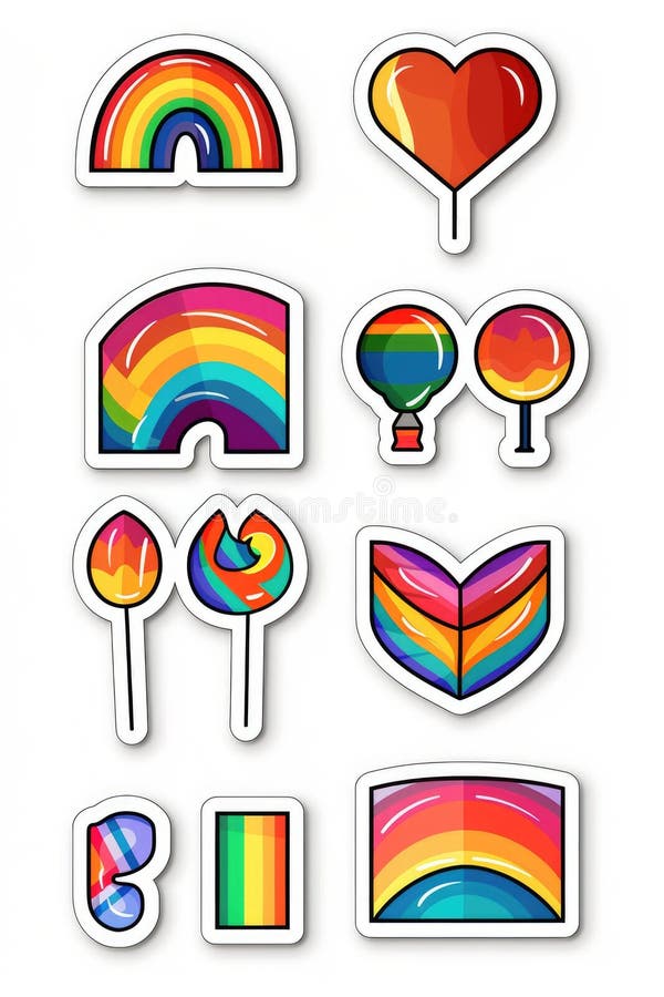 Rainbow Stickers stock illustration. Illustration of paper - 383920516