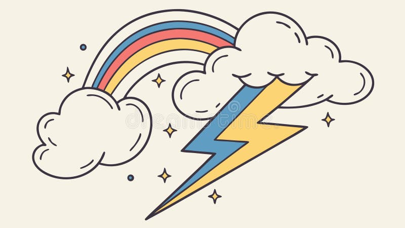 Rainbow and Storm Cloud with Lightning, Contradiction, Hope, Vector ...