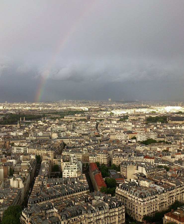 Rainbow over Paris stock photo. Image of high, clouds - 7699430