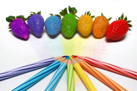 Rainbow Strawberry stock photo. Image of white, leave - 4940014