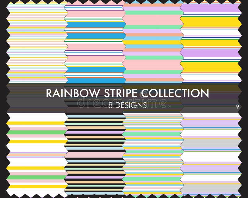 Rainbow Stripe Seamless Pattern Collection Stock Vector - Illustration ...