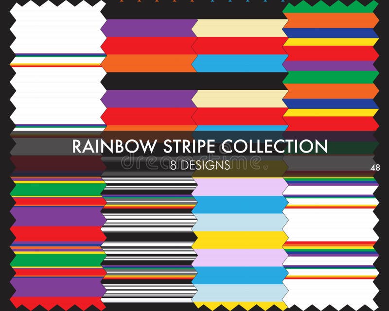 Rainbow Stripe Seamless Pattern Collection Stock Vector - Illustration ...