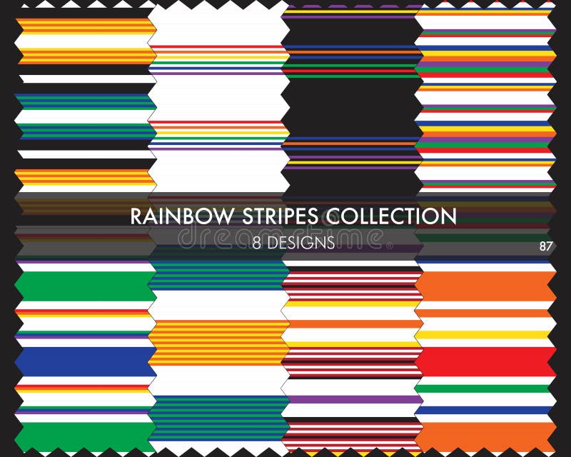 Rainbow Stripe Seamless Pattern Collection Stock Vector - Illustration ...